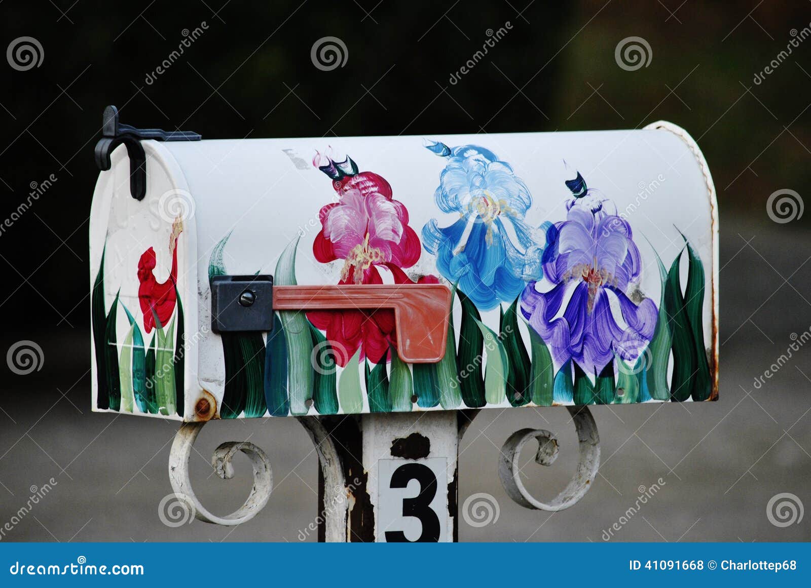 Painted Mailbox stock photo. Image of crafty, iris, mailbox - 41091668