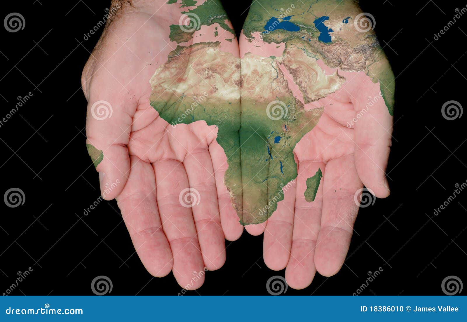 Painted Map of Africa in Our Hands Stock Photo - Image of cupped, green ...