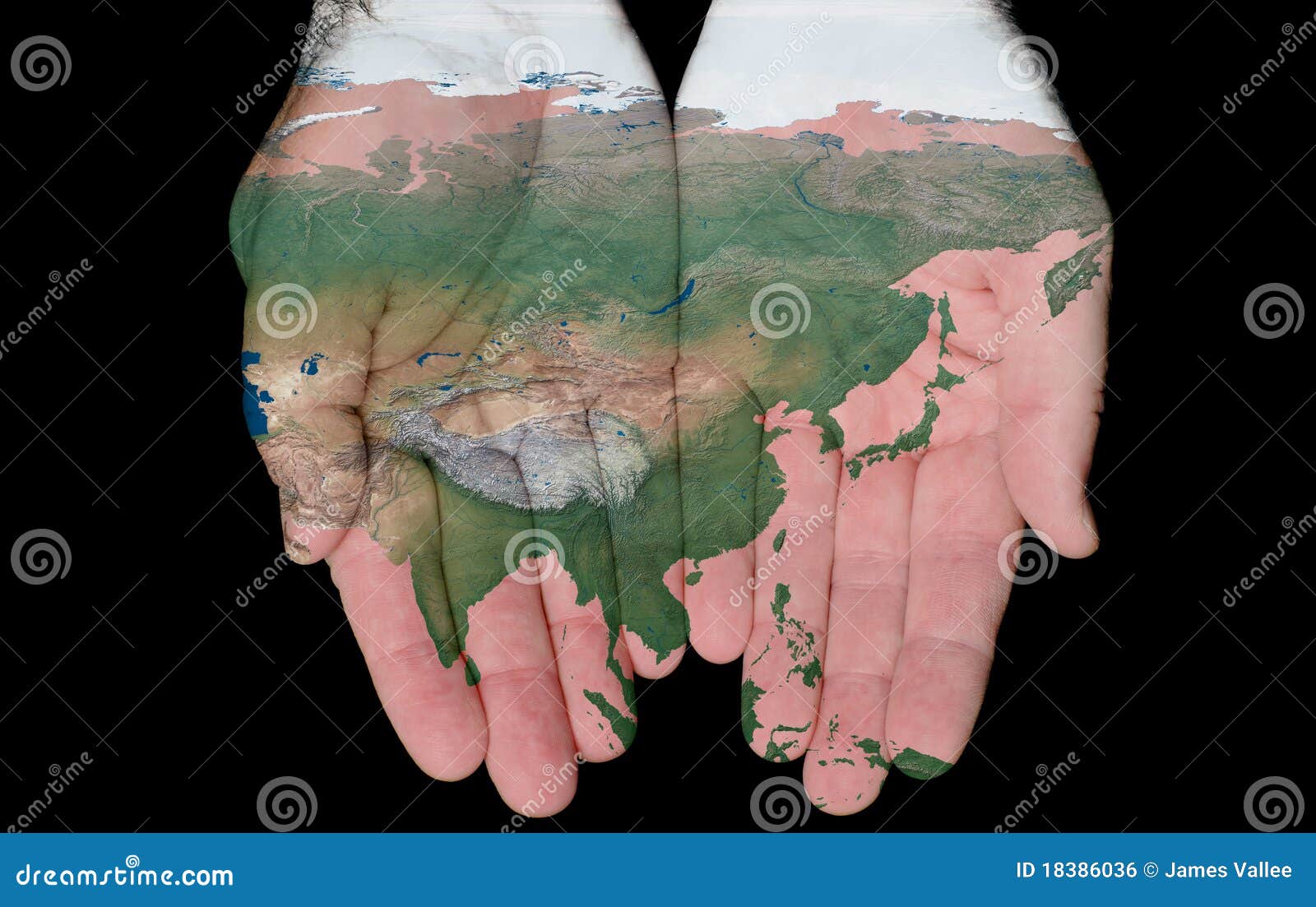 Painted Map of Asia in Our Hands Stock Photo - Image of earth, china ...