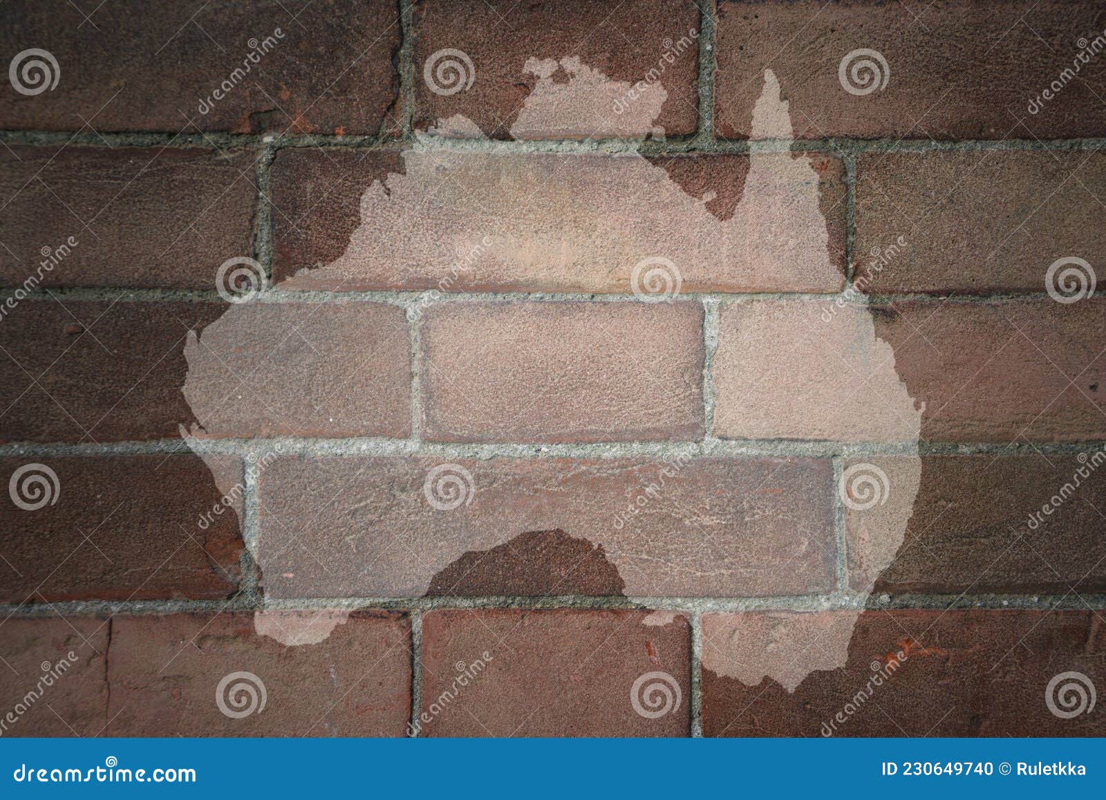 Map of Australia on a Old Brick Wall Stock Photo - Image of east ...