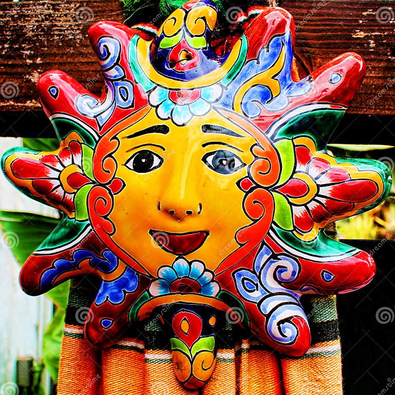 Painted Mexican Sun stock image. Image of colored, front - 48040817
