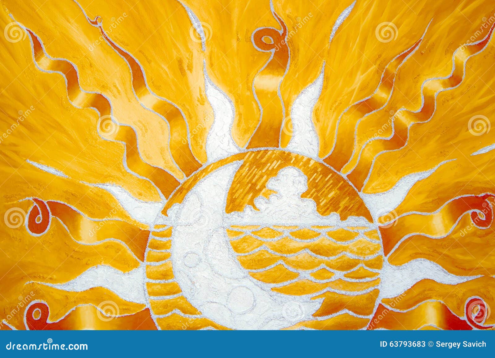 Painted. Moon Inside the Sun Stock Illustration - Illustration of shape ...