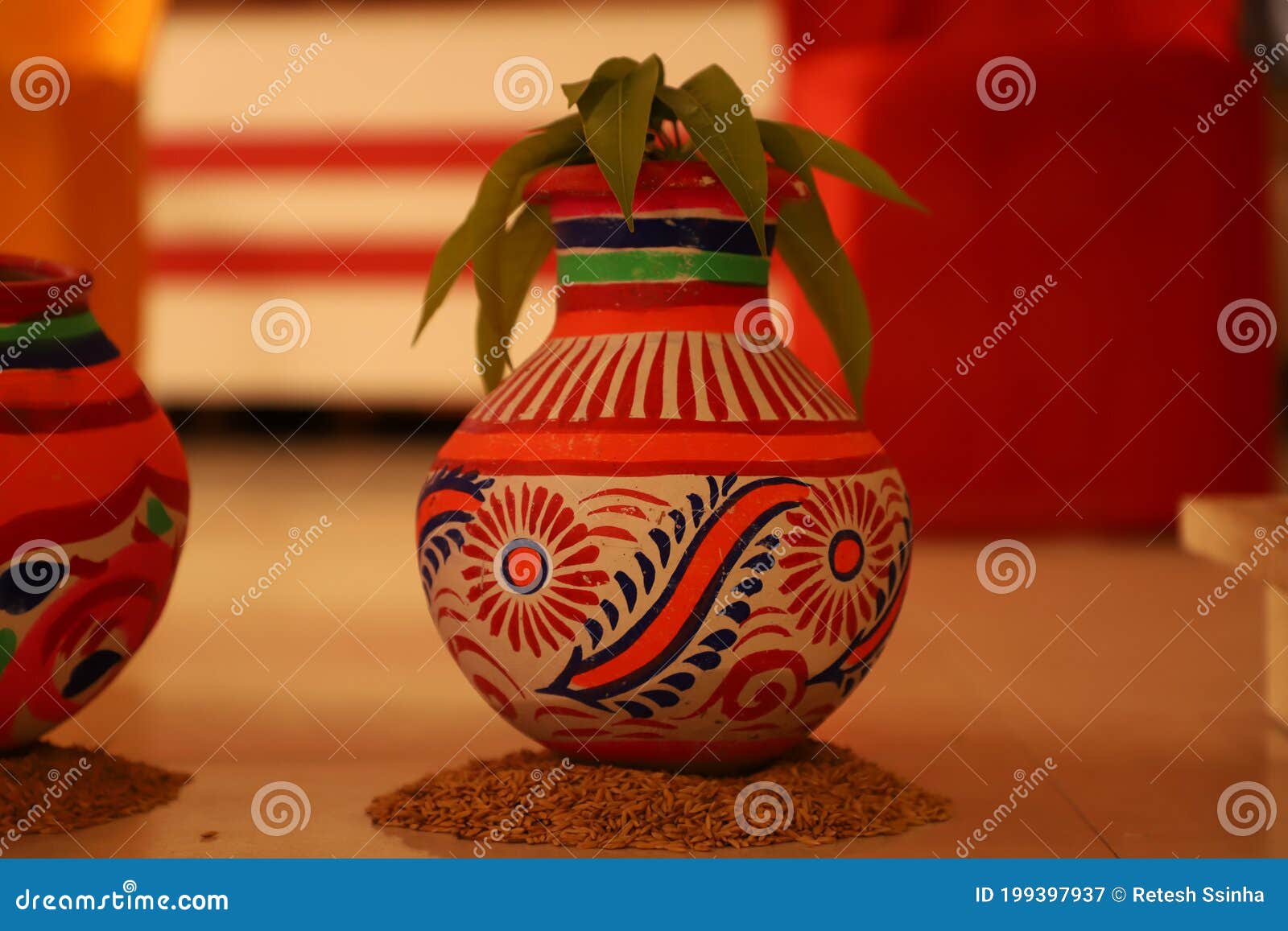 Painted Mud Pot stock image. Image of leaves, colourful - 199397937