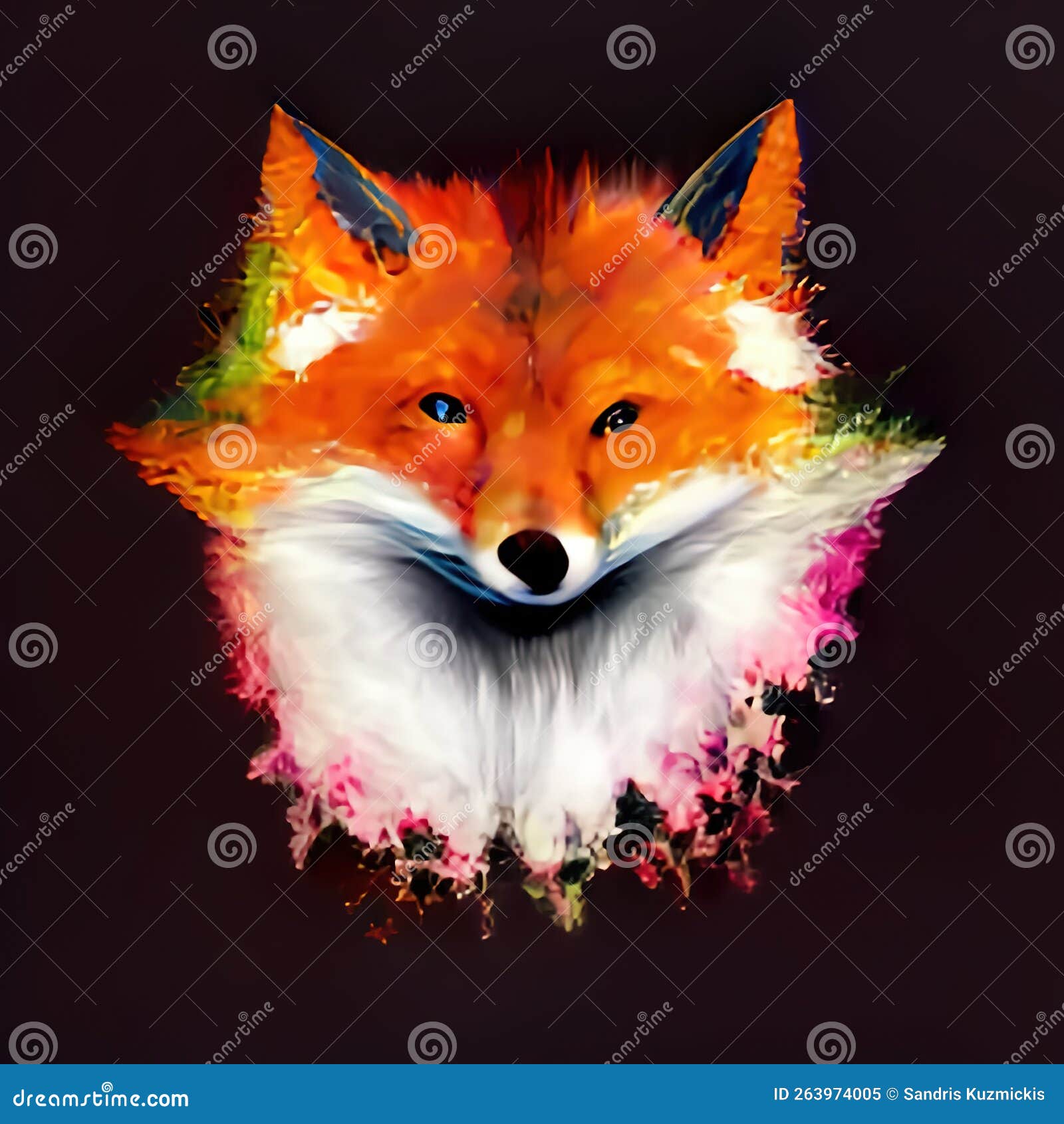 Painted Multicolored Fox. Generative AI Stock Illustration ...