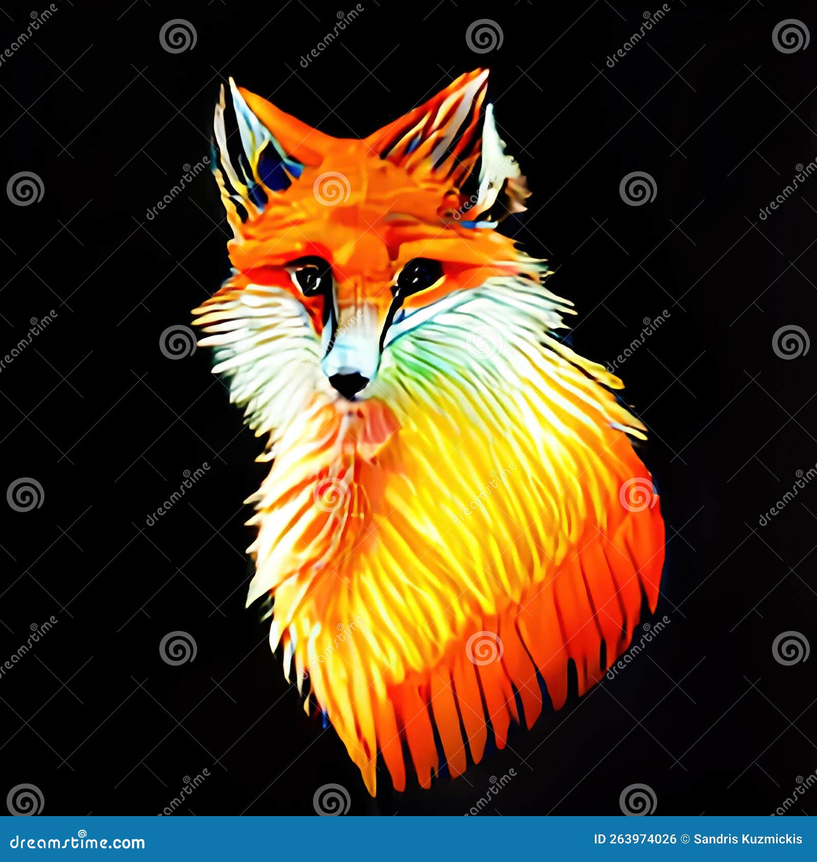 Painted Multicolored Fox. Generative AI Stock Illustration ...