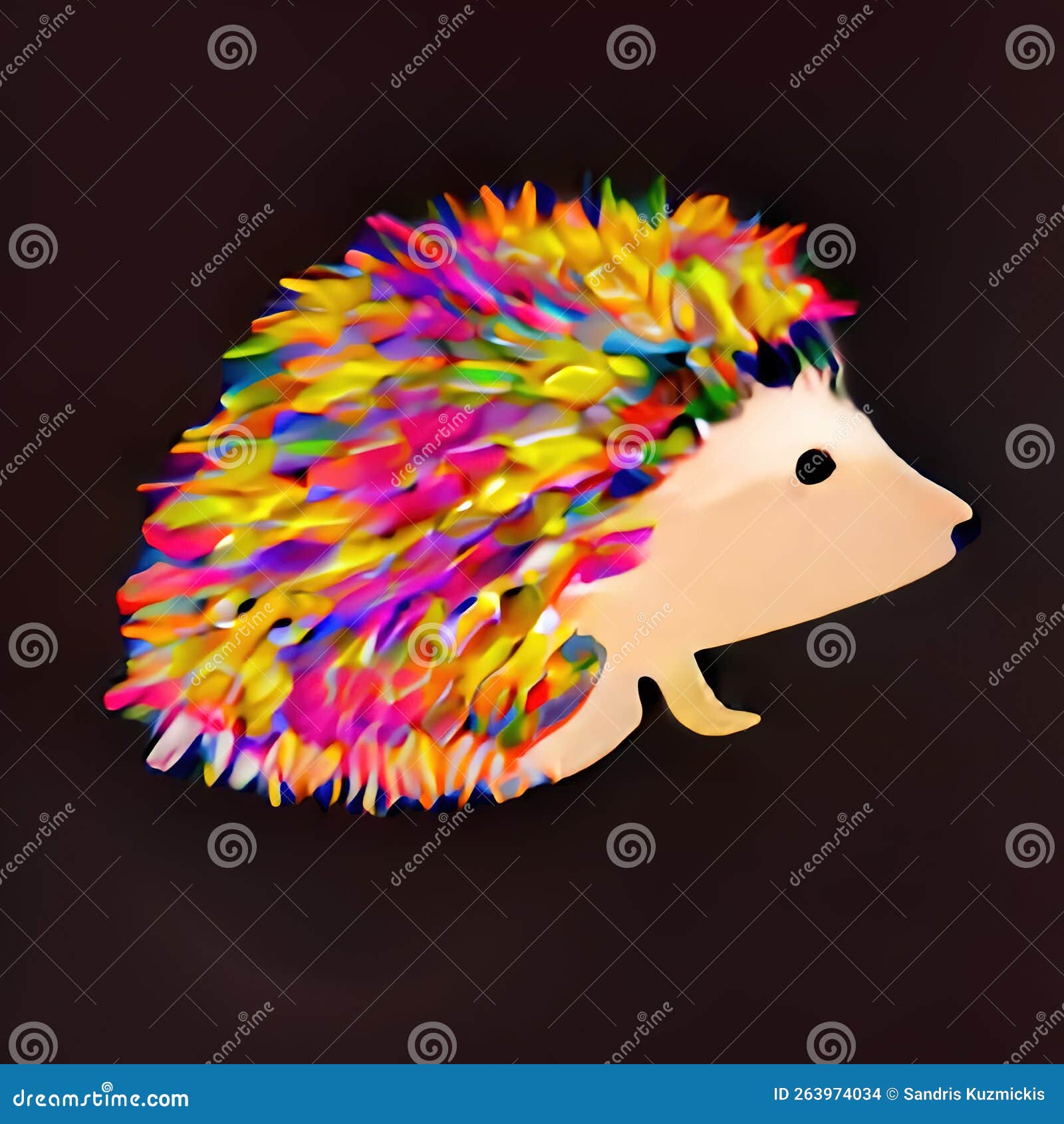 Painted Multicolored Hedgehog. Generative AI Stock Illustration ...