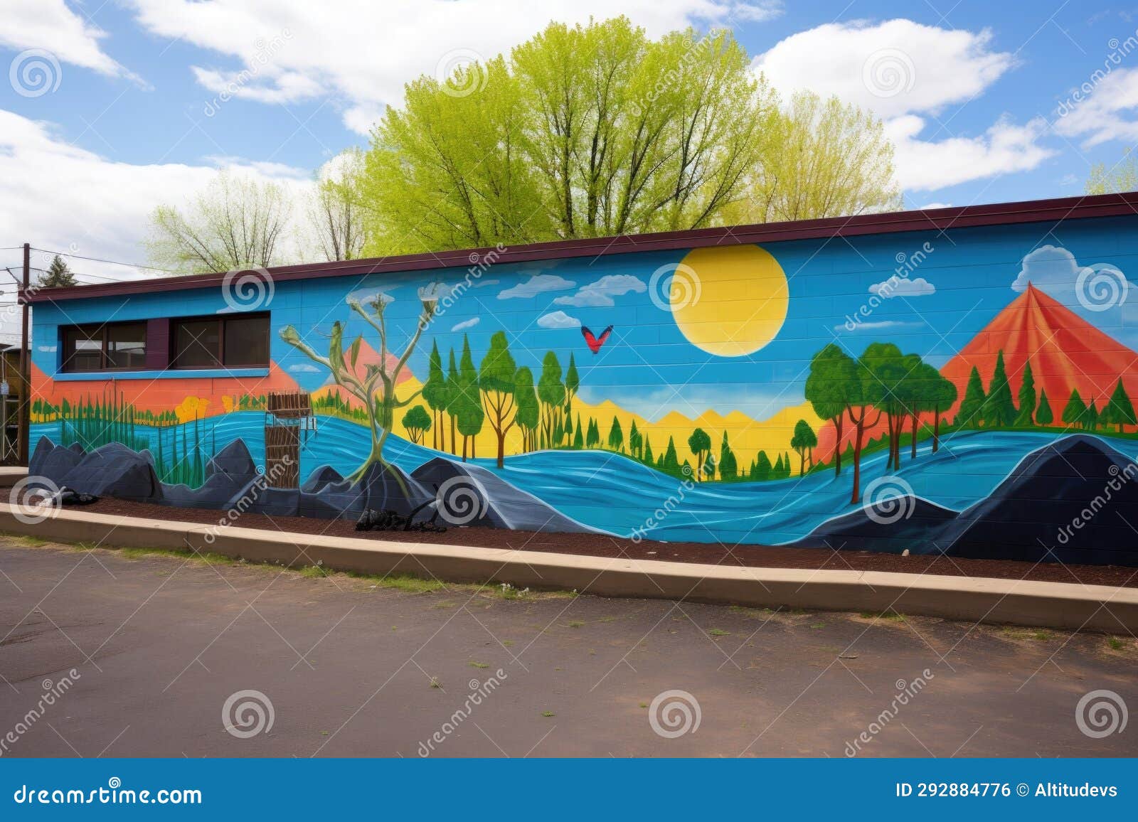 A Painted Mural on a Community Center Wall Stock Photo - Image of ...