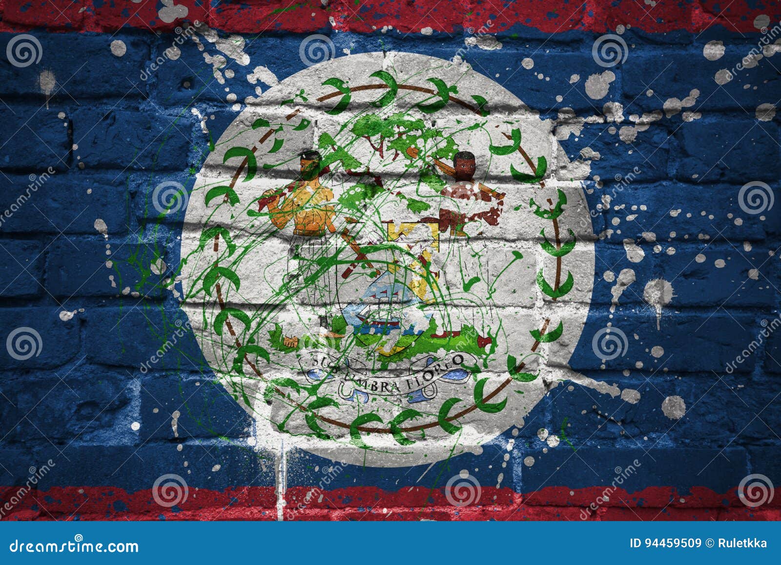 Painted National Flag of Belize on a Brick Wall Stock Image - Image of ...