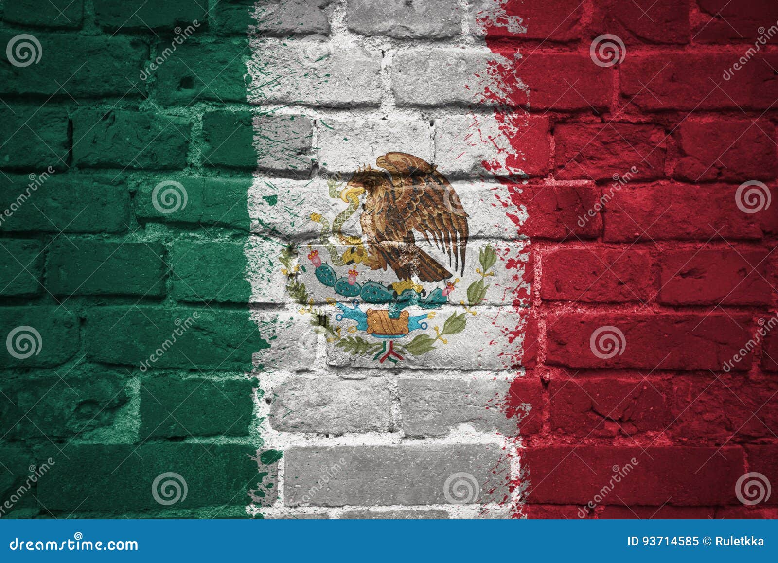 Painted National Flag of Mexico on a Brick Wall Stock Image - Image of ...