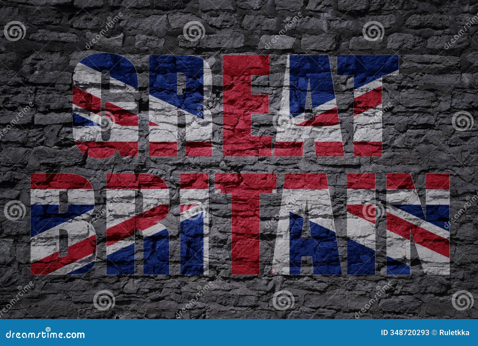 Painted National Flag with Text Great Britain on a Old Brick Wall Stock ...