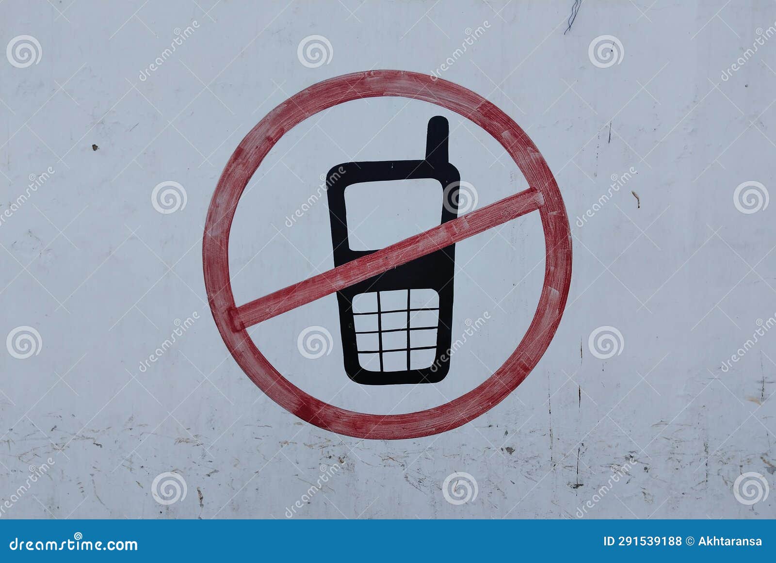 Painted No Phone Sign on the Wall with Space for Adding Text Stock ...
