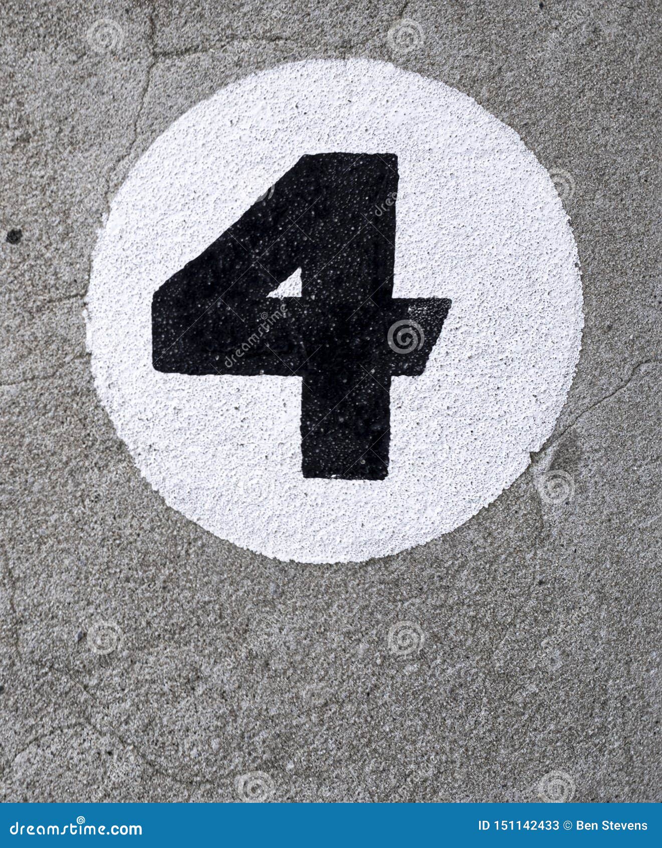 Painted Number Four on Wall on Wall Stock Image - Image of wall, digit ...
