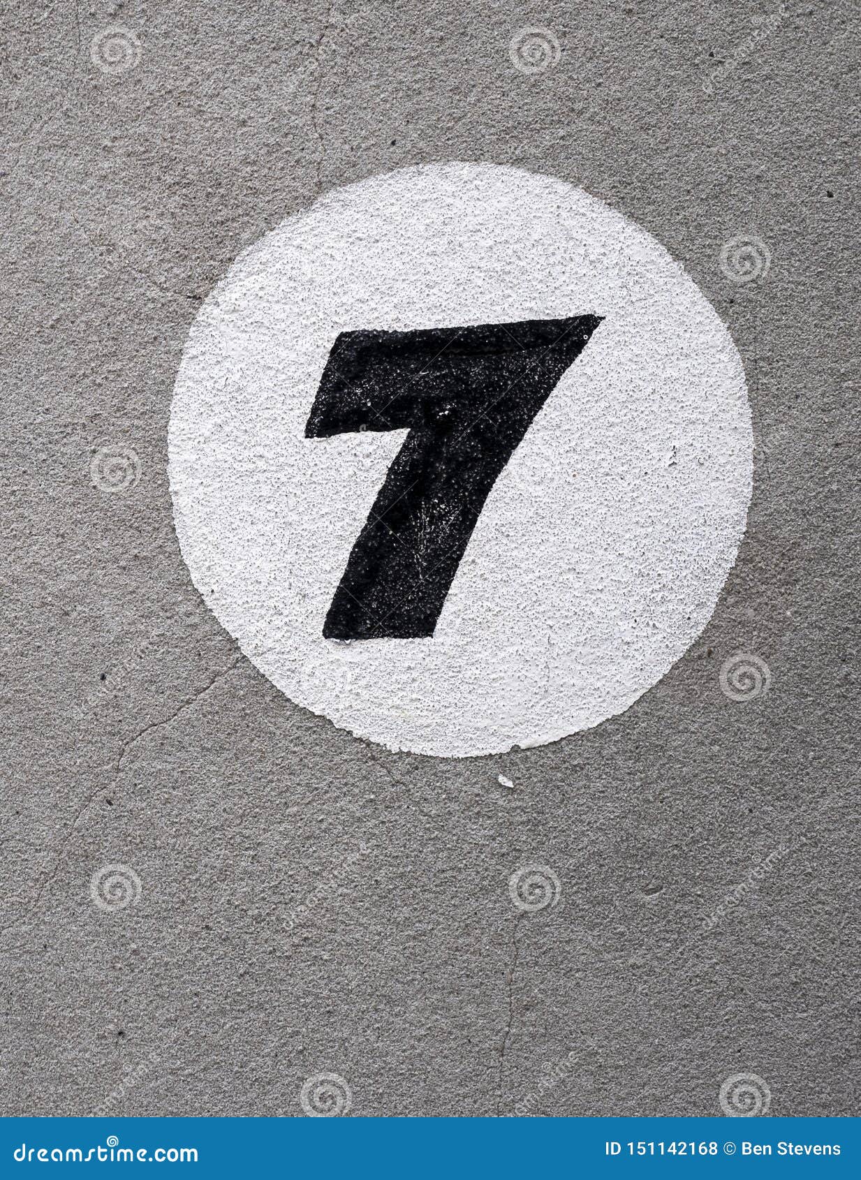 Painted Number Seven on Wall on Wall Stock Photo - Image of black ...