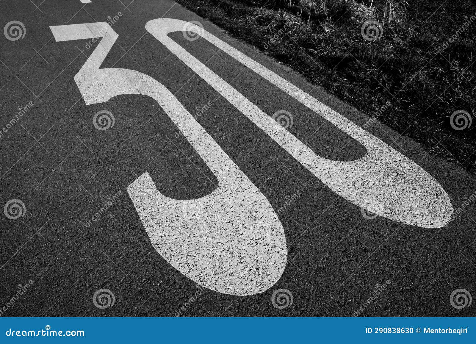 Number 30 for Speed Limit on a Road in Black and White Stock Photo ...