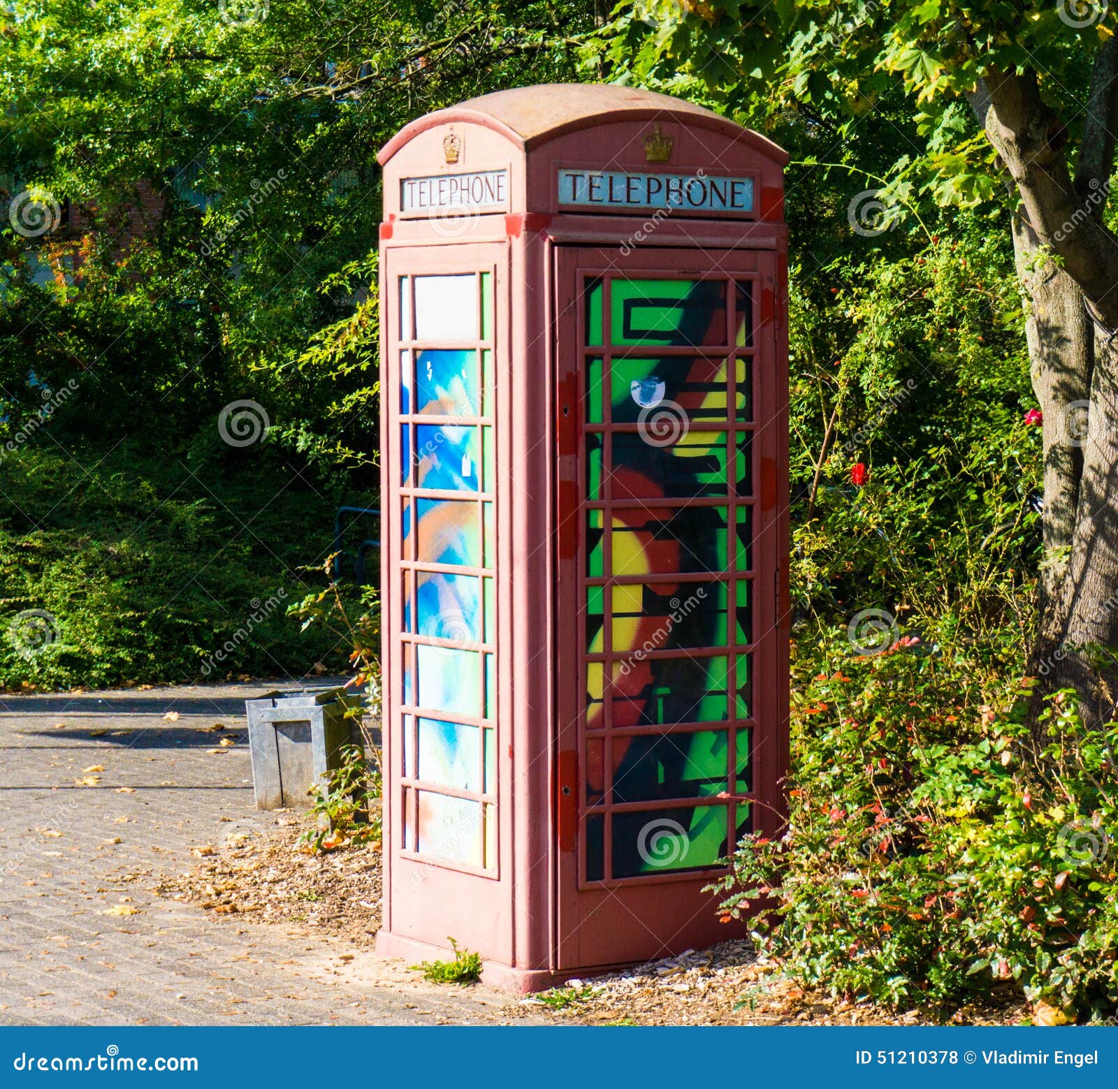 Painted Old Red Phone Booth, Phone Box, Painted in Different Col Stock ...