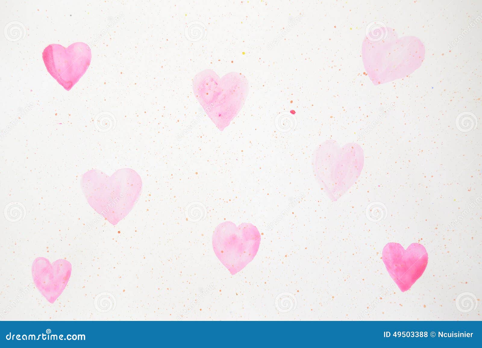 Painted Pink Hearts on a Paper Stock Illustration - Illustration of ...