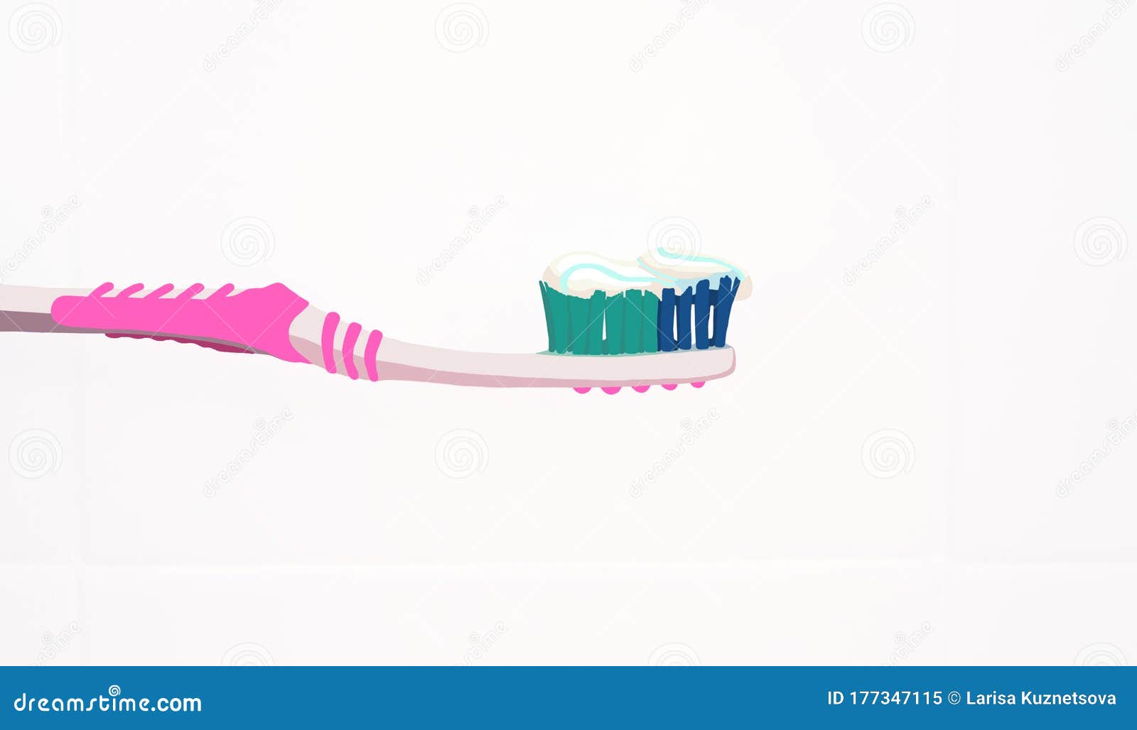 Painted Pink Toothbrush with Toothpaste Stock Illustration ...