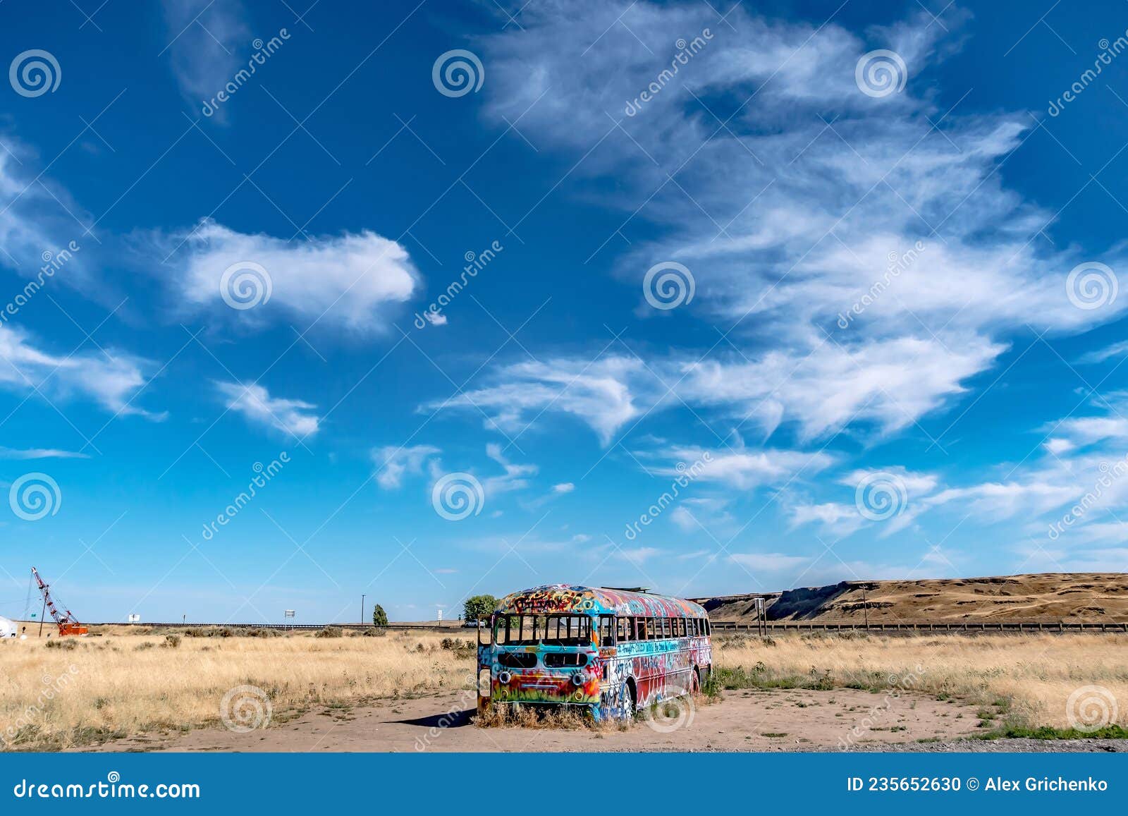 Painted Pnw School Bus in Palouse Washington Stock Photo - Image of ...