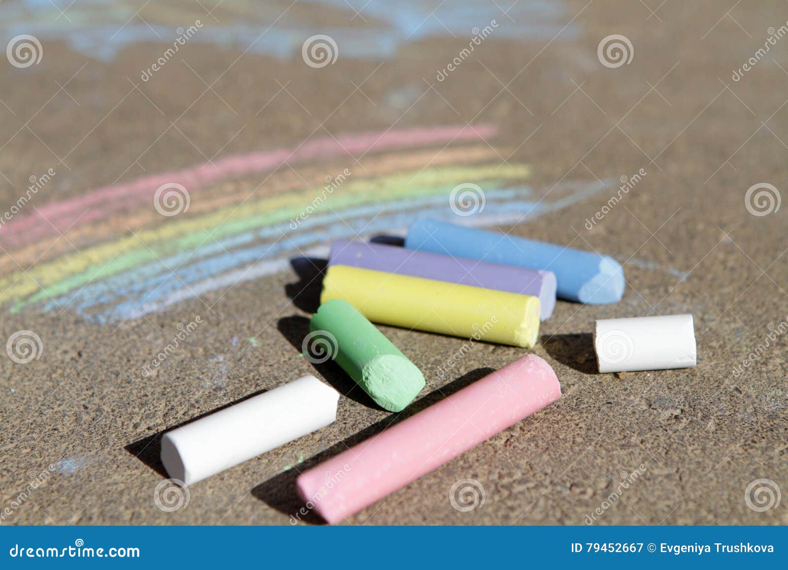Painted Rainbow Colored Chalk Stock Image - Image of kindergarten ...