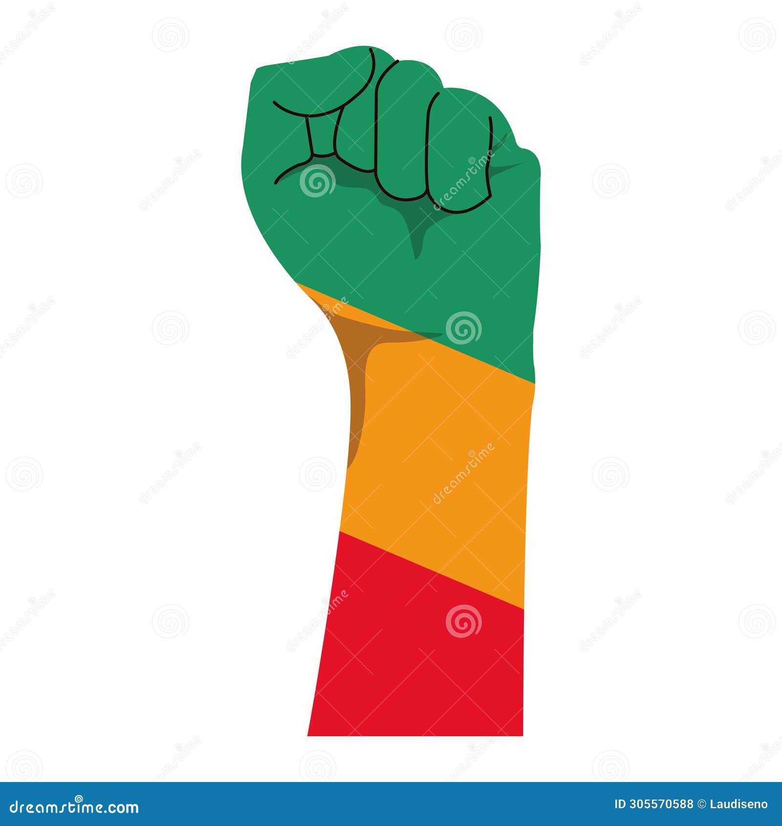 Painted Raising Hand Protest Gesture Vector Stock Illustration ...