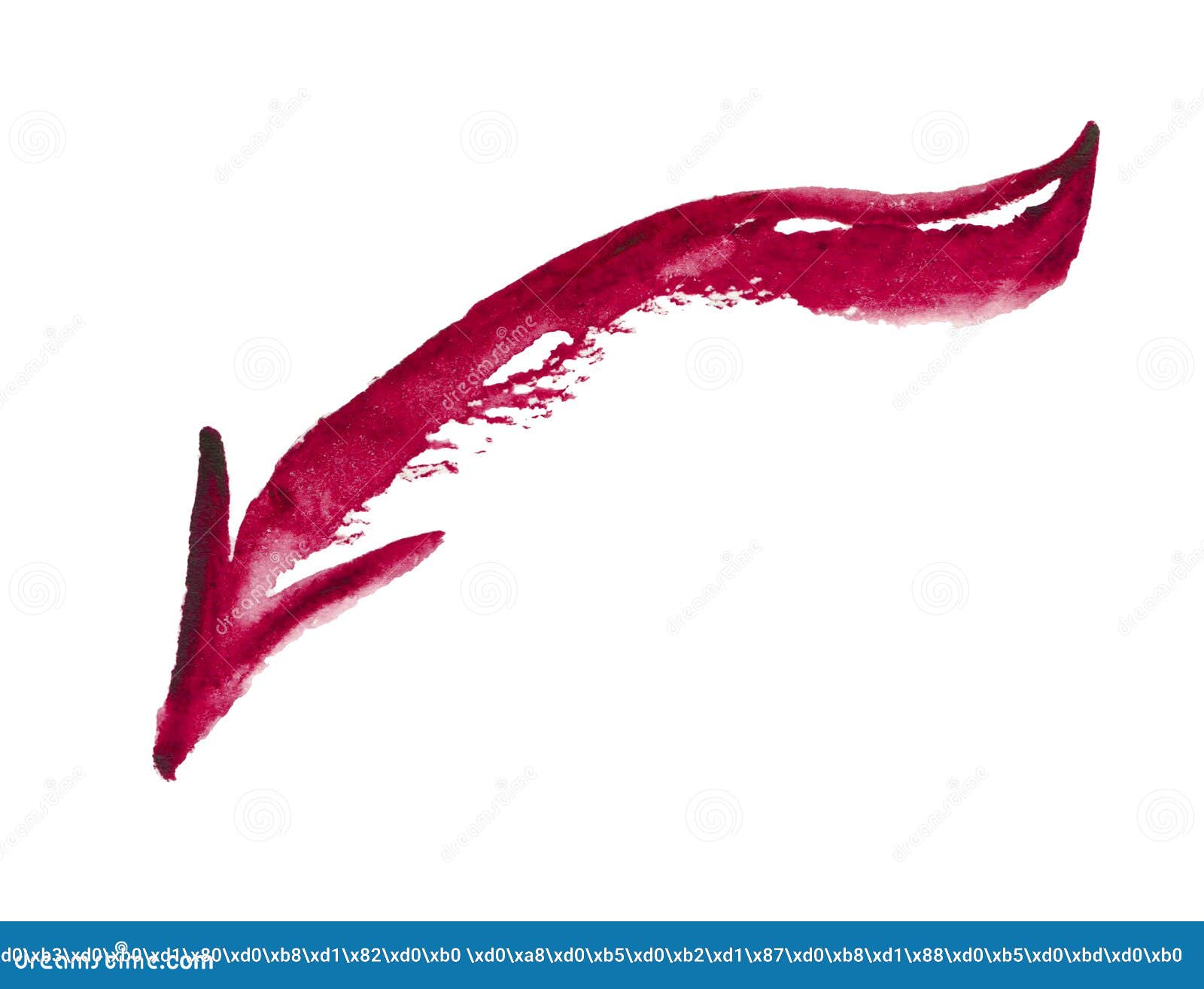 Painted Red Down Arrow on White Background Stock Illustration ...