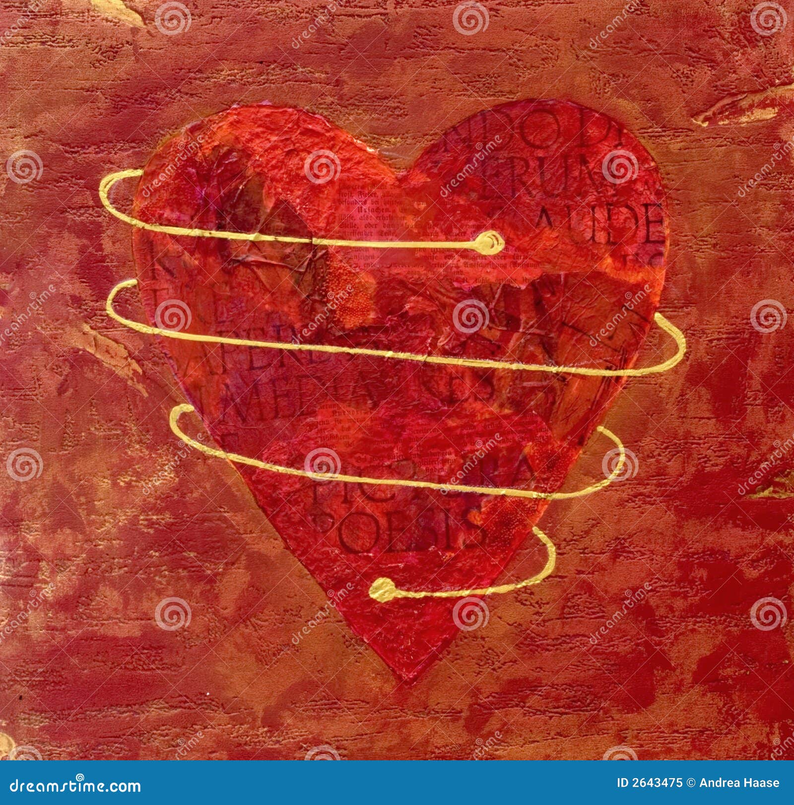 Painted red heart collage stock illustration. Illustration of artwork ...