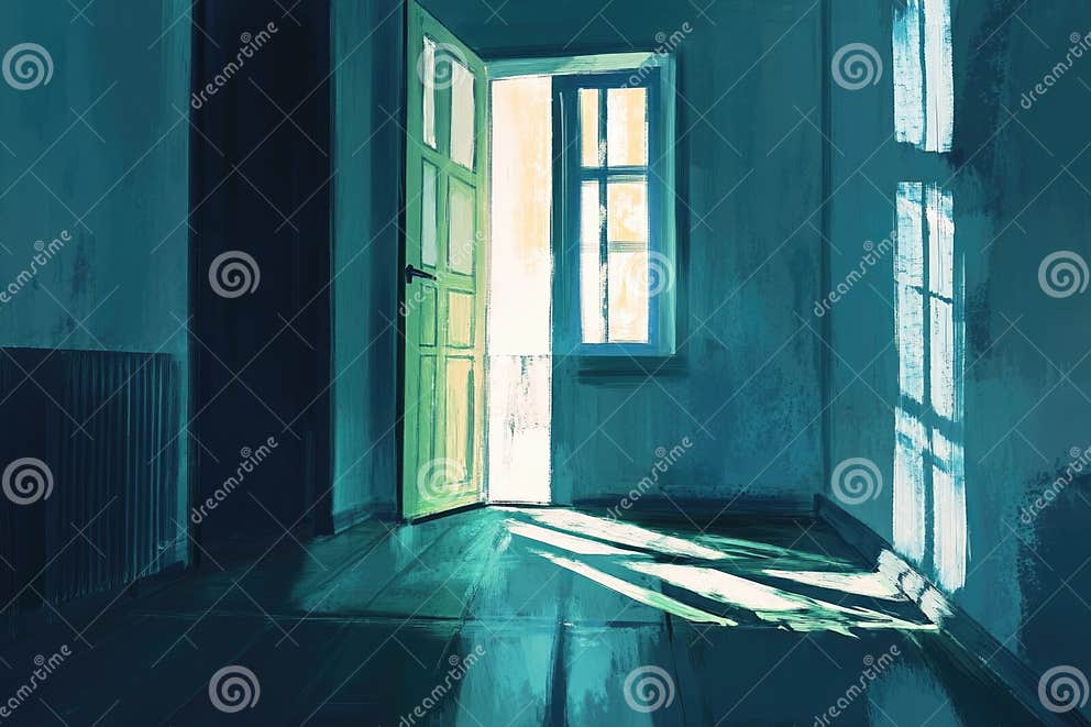 A Painted Representation of an Open Door in a Room Stock Photo - Image ...