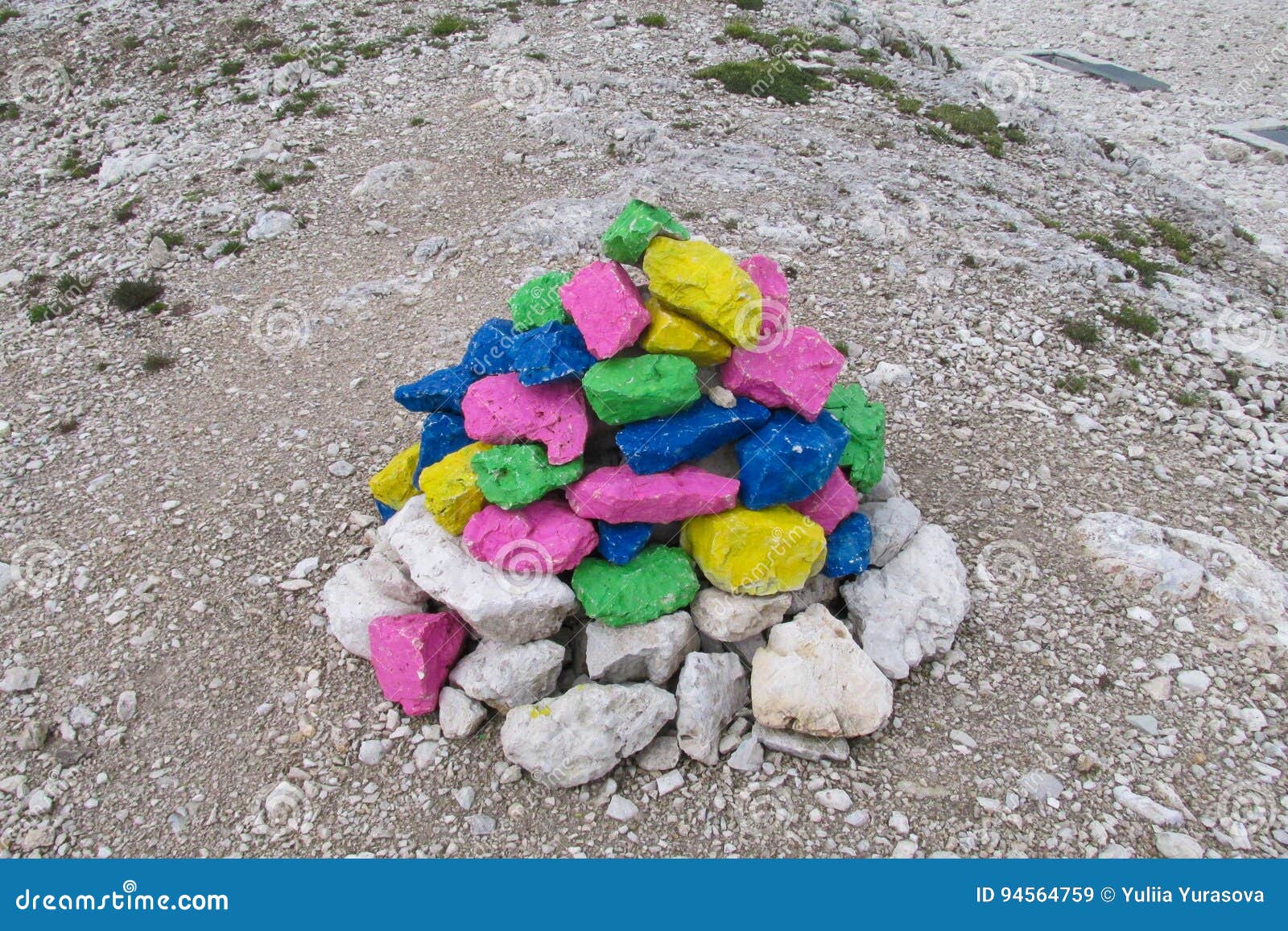 Painted Rocks on Mountain Pass Stock Image - Image of season, colorful ...