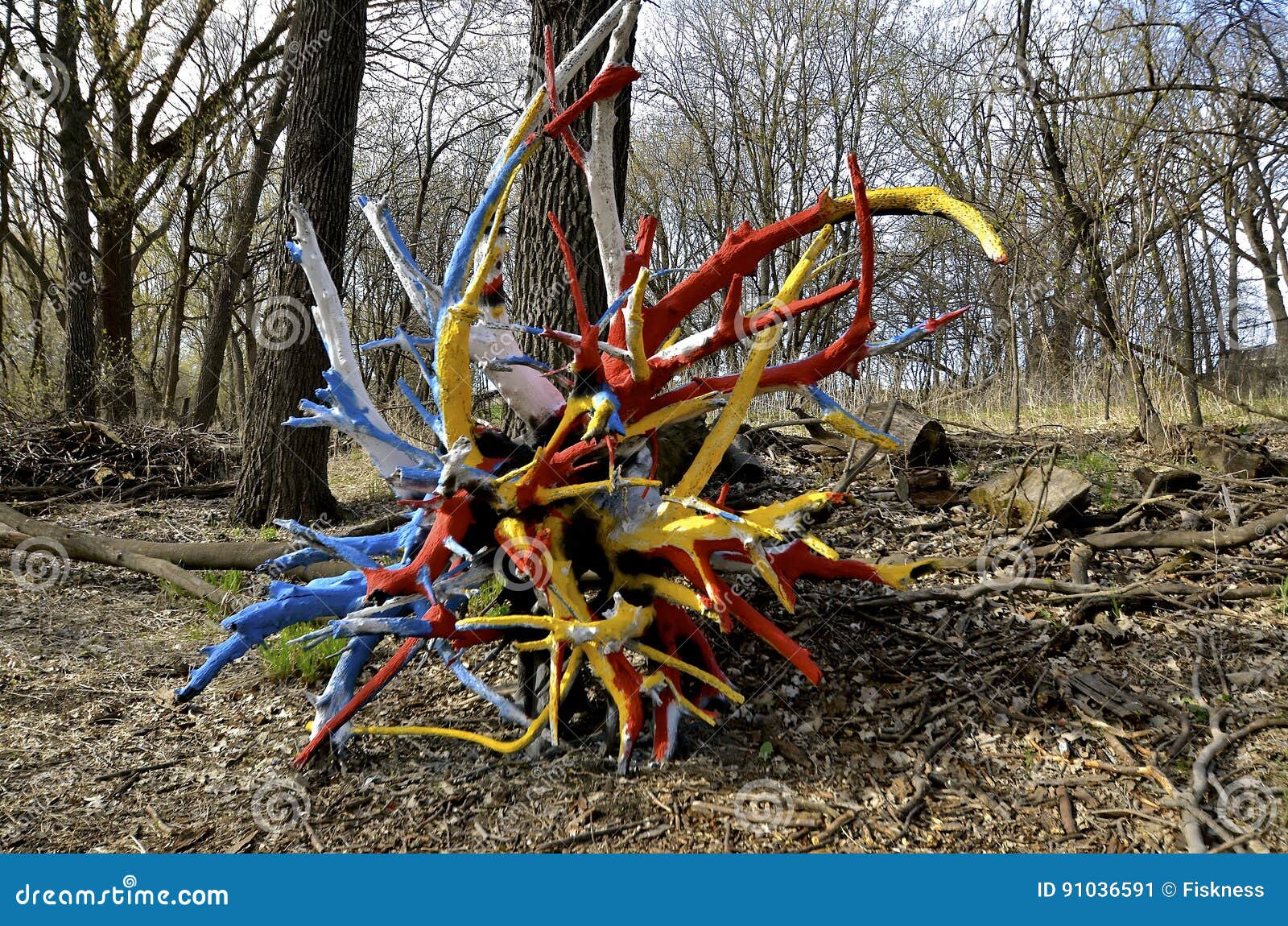 Painted Root System of a Fallen Tree Stock Image - Image of fallen ...