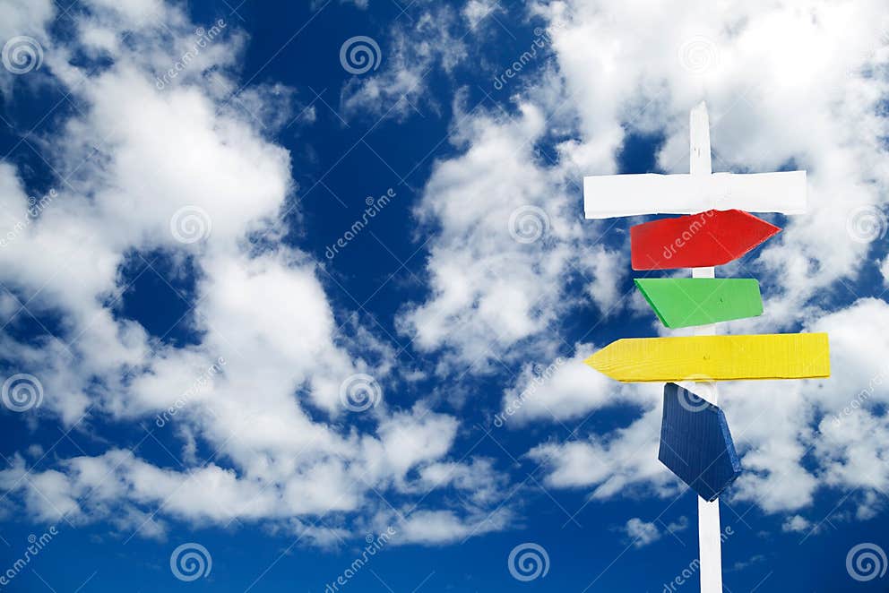 Painted Rough Wood Signs on Post Stock Photo - Image of direction ...