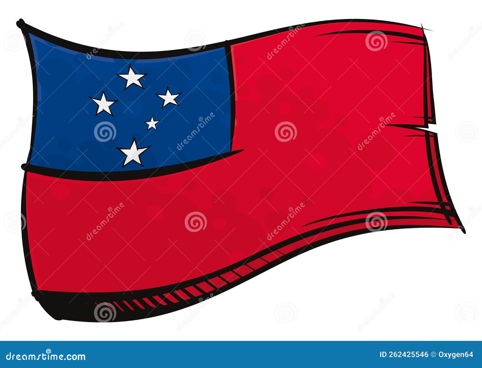 Painted Samoa Flag Waving in Wind Stock Vector - Illustration of ...