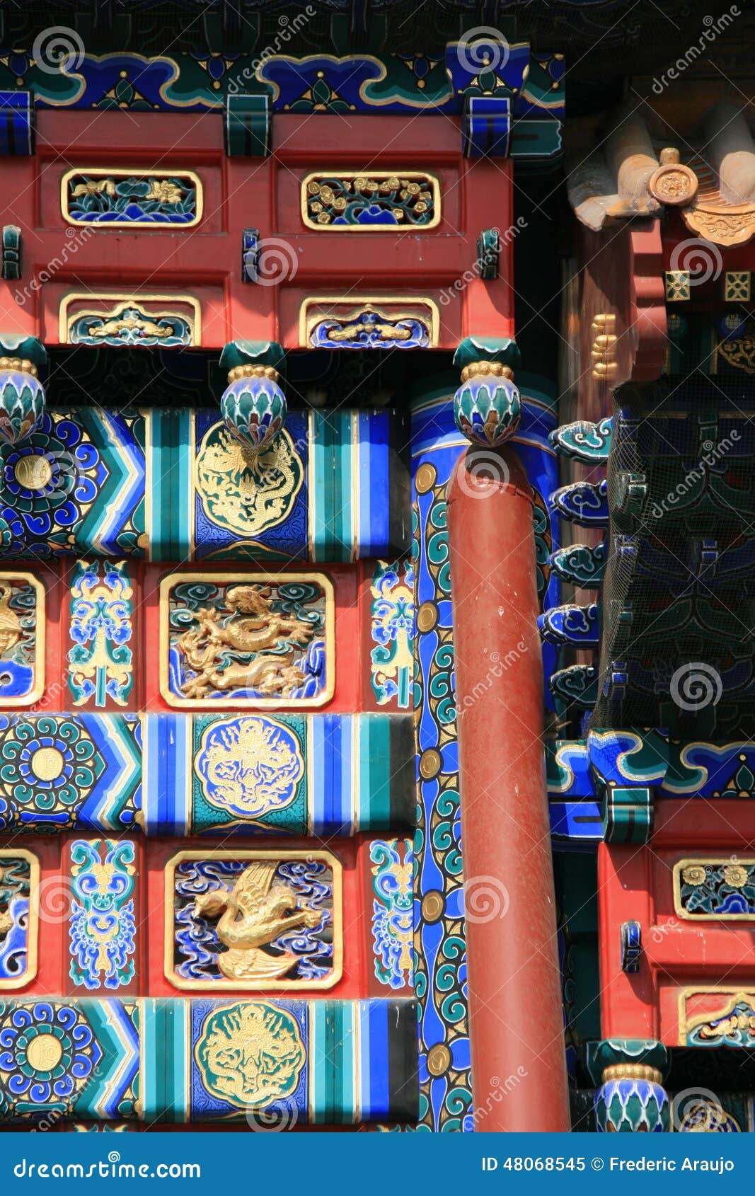 Painted and Sculpted Patterns Decorate a Gate (China) Stock Image ...