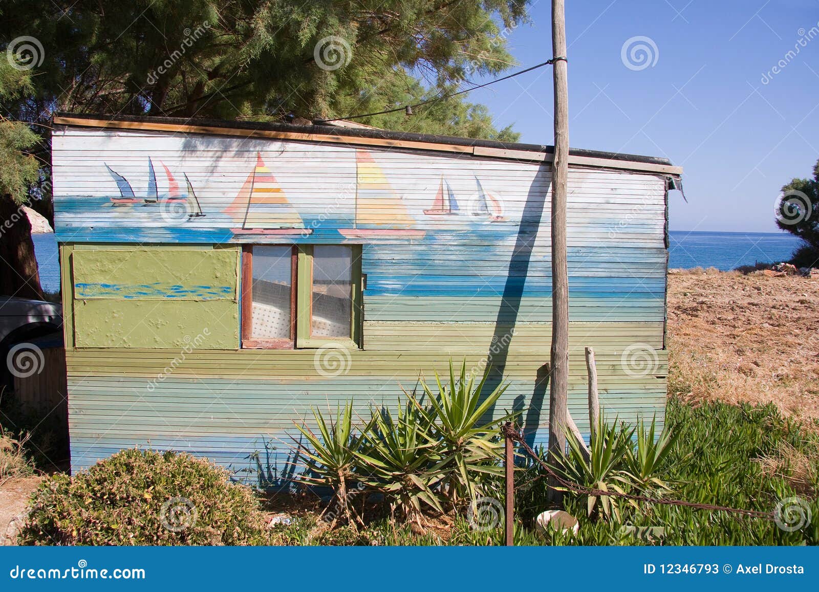 Painted shack on beach stock image. Image of closeup - 12346793