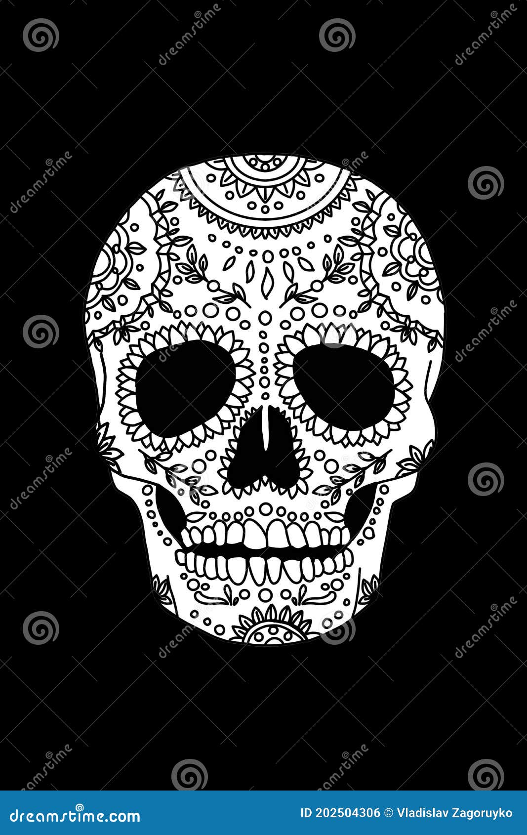 Painted Skull Pattern in Mexican Style Stock Illustration ...