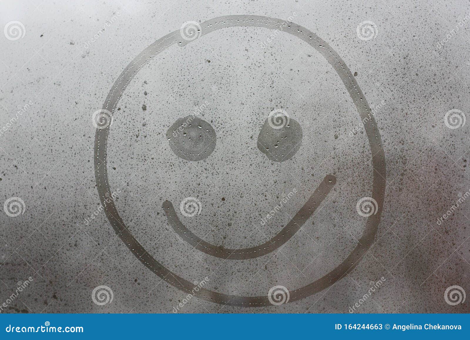 Painted Smiley Face on a Wet Window Stock Image - Image of water, face ...