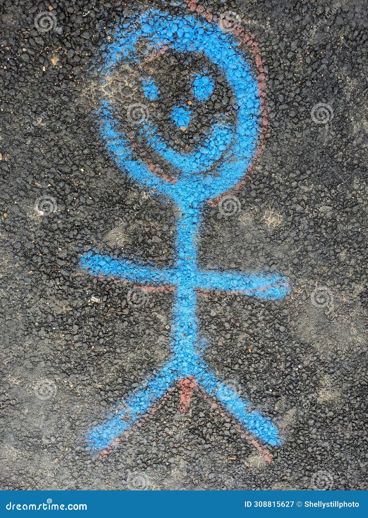 Painted Smiley Stick Man Person on the Pavement Road Stock Image ...