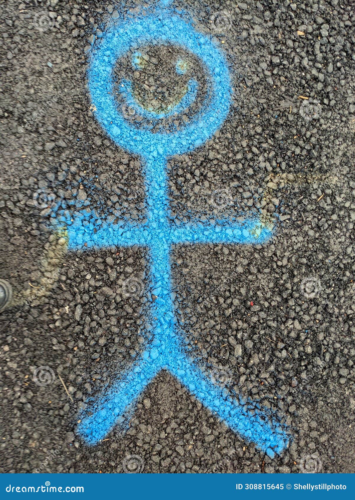 Painted Smiley Stick Man Person on the Pavement Road Stock Image ...