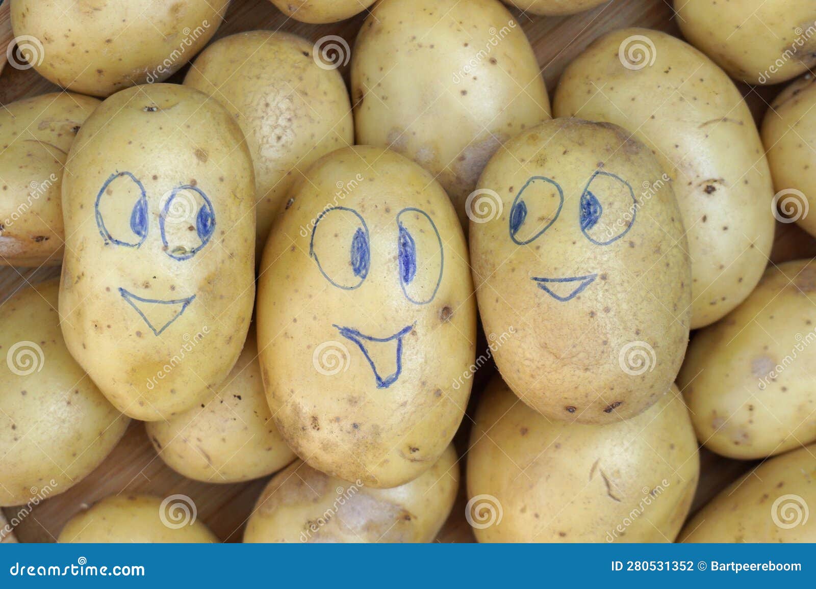Painted Smiling Faces on Potatoes Stock Photo - Image of smile ...