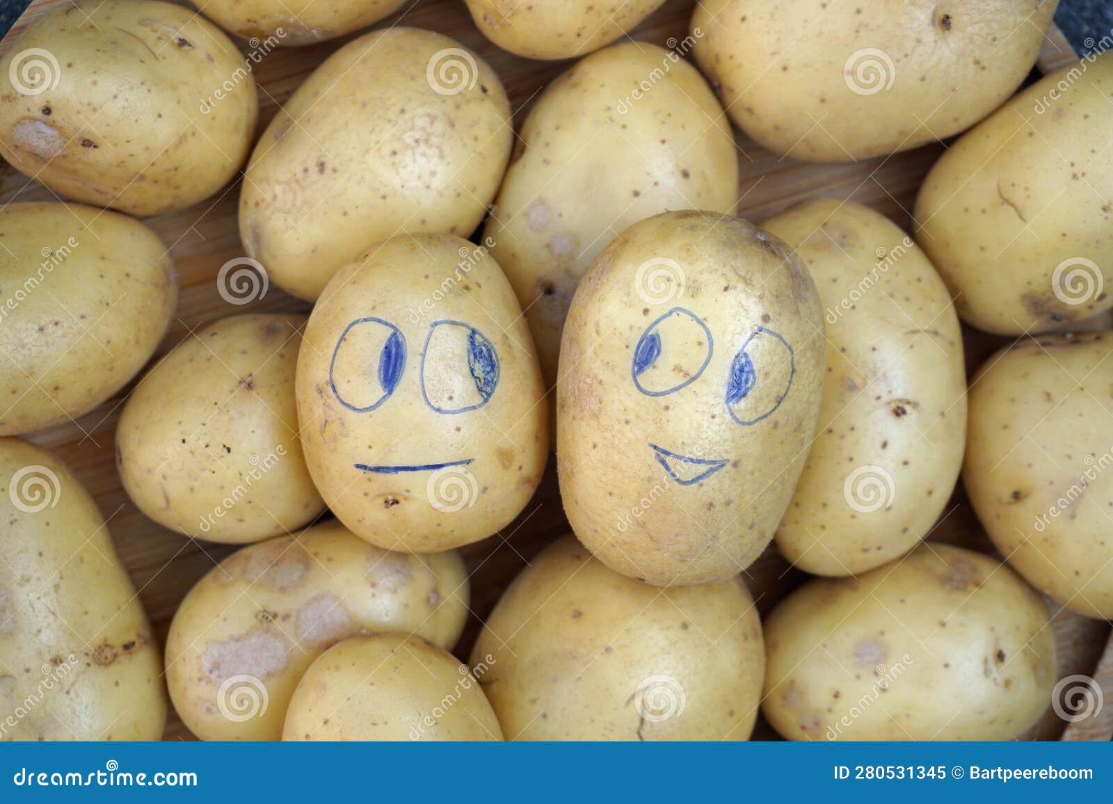 Painted Smiling and Sad Faces on Potatoes Stock Image - Image of ...