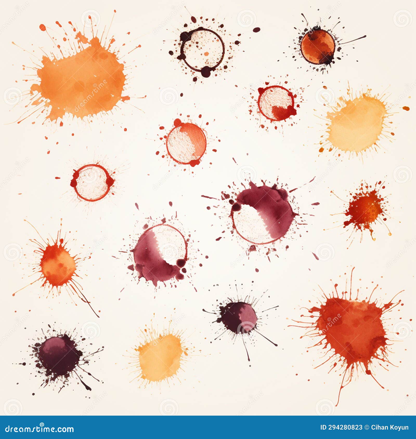 Painted Spatter of Colorful Ink on White Stock Illustration ...