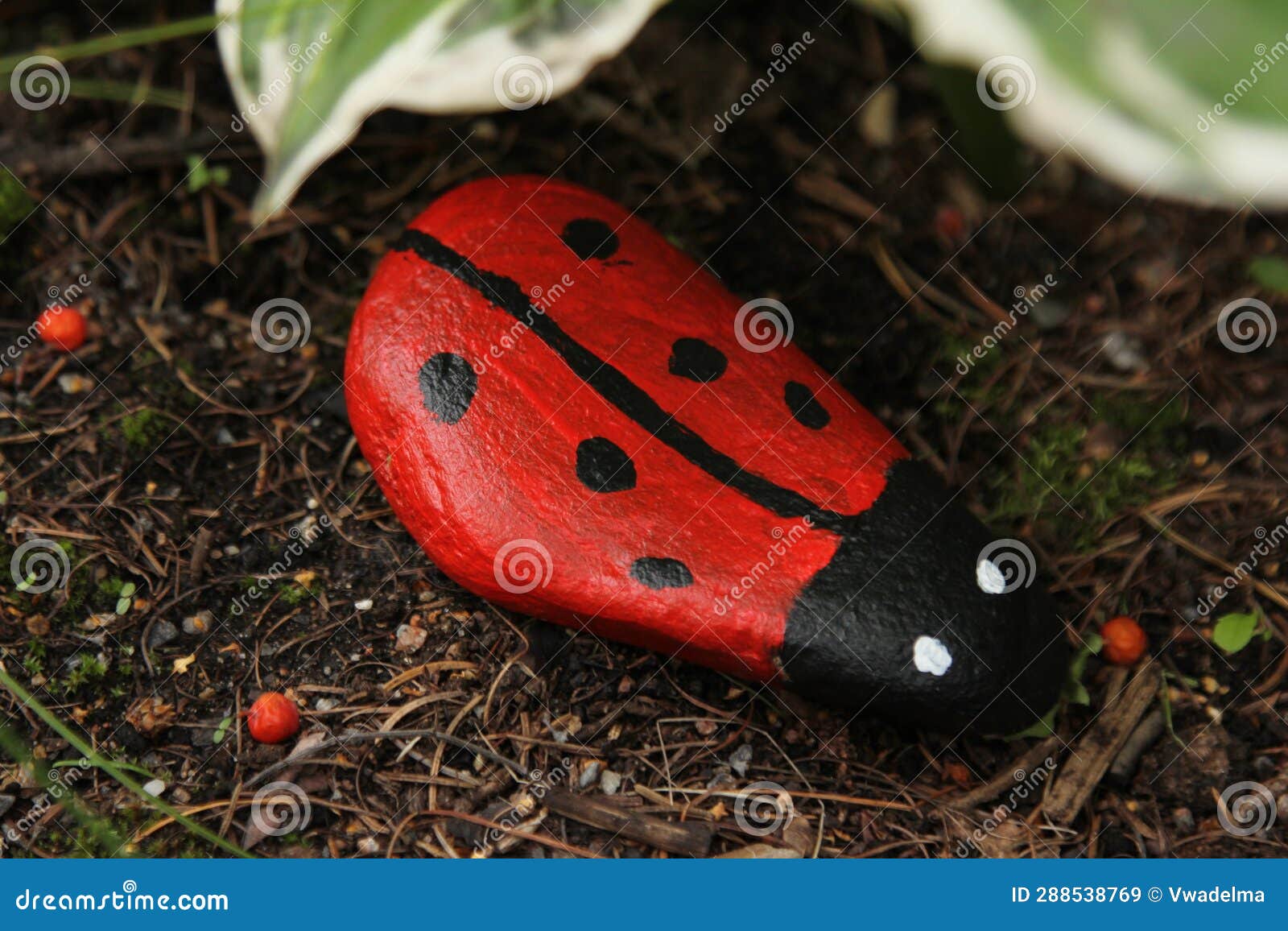 Painted stone ladybug stock image. Image of nature, painted - 288538769