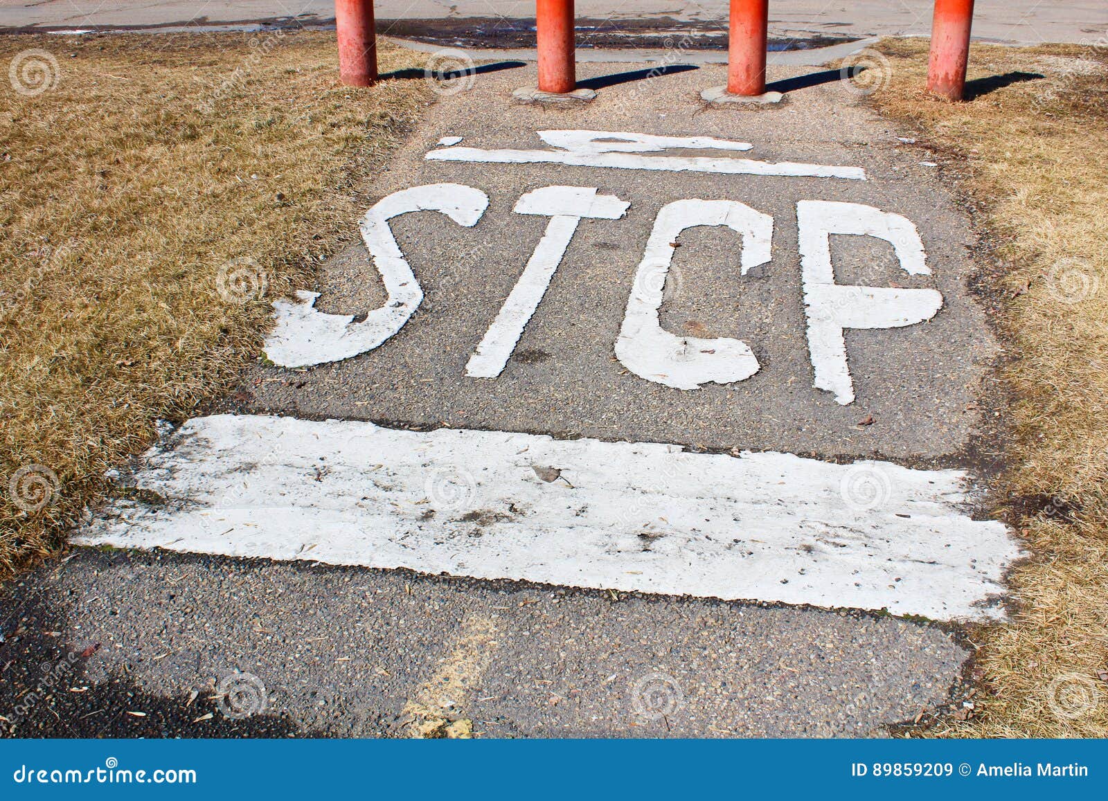 Painted Stop Sign At Entrance To Alcatraz Island In San Francisco ...