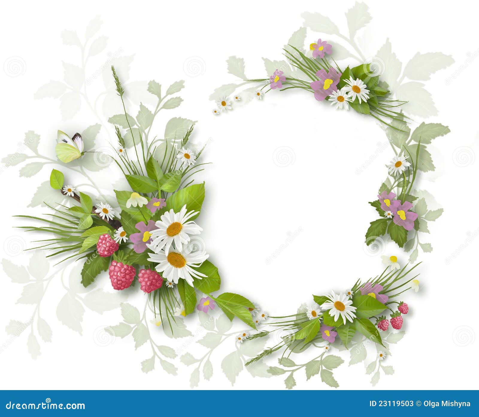 Painted Summer Circle Frame Stock Illustration - Illustration of easter ...