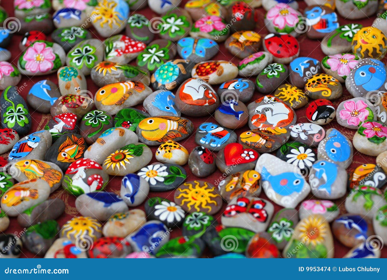 Painted Symbols on the Stones Stock Photo - Image of jewelery, coloring ...