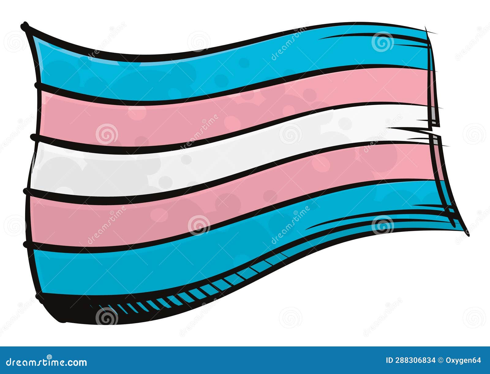 Painted Transgender Flag Waving in Wind Stock Vector - Illustration of ...