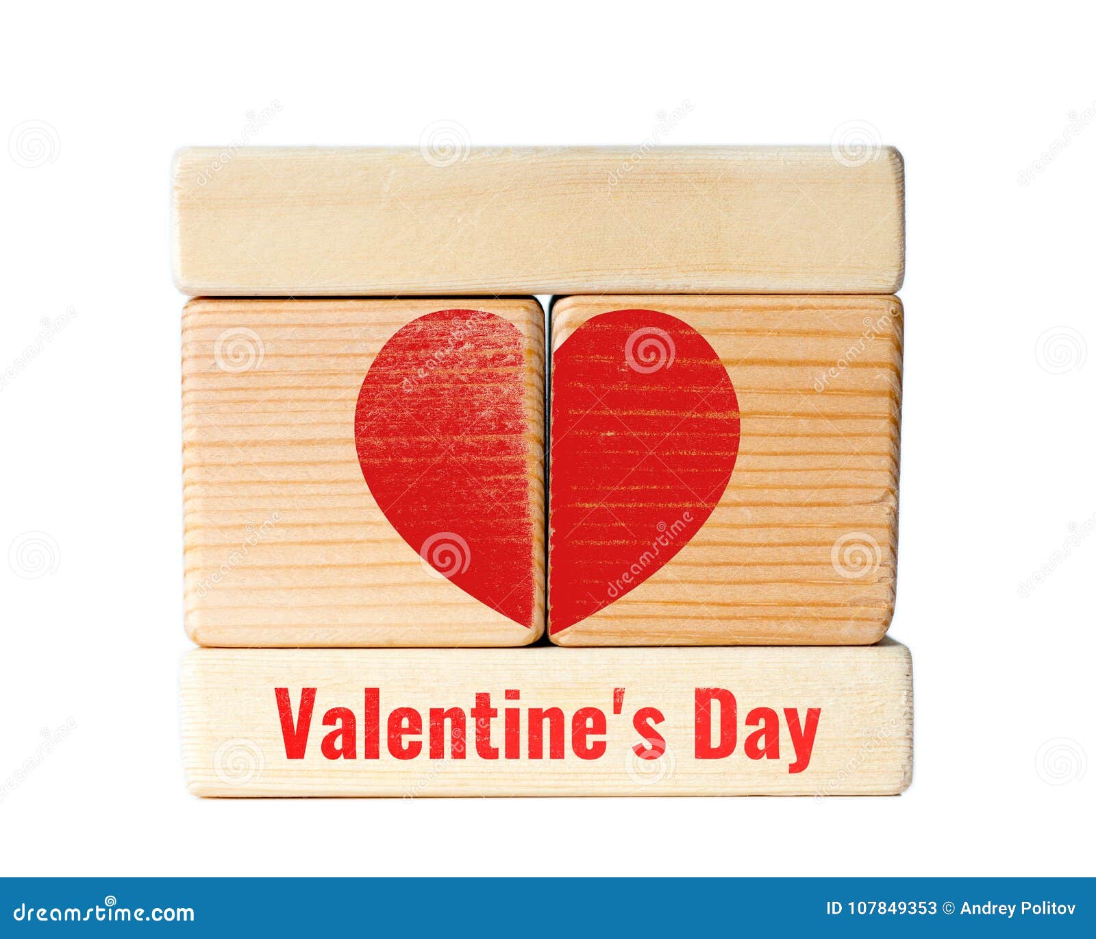 Painted Two Half Heart, Wooden Blocks Puzzle Stock Image - Image of ...