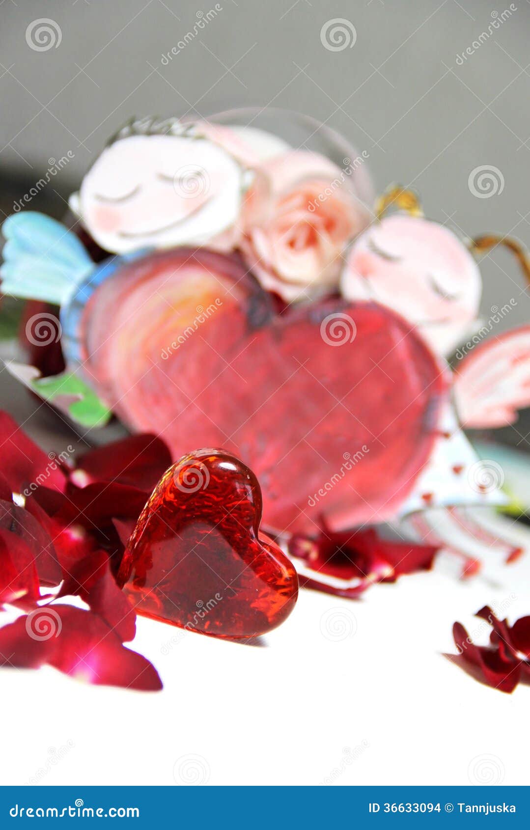 Painted Valentine Card with Cupid Stock Photo - Image of petals ...