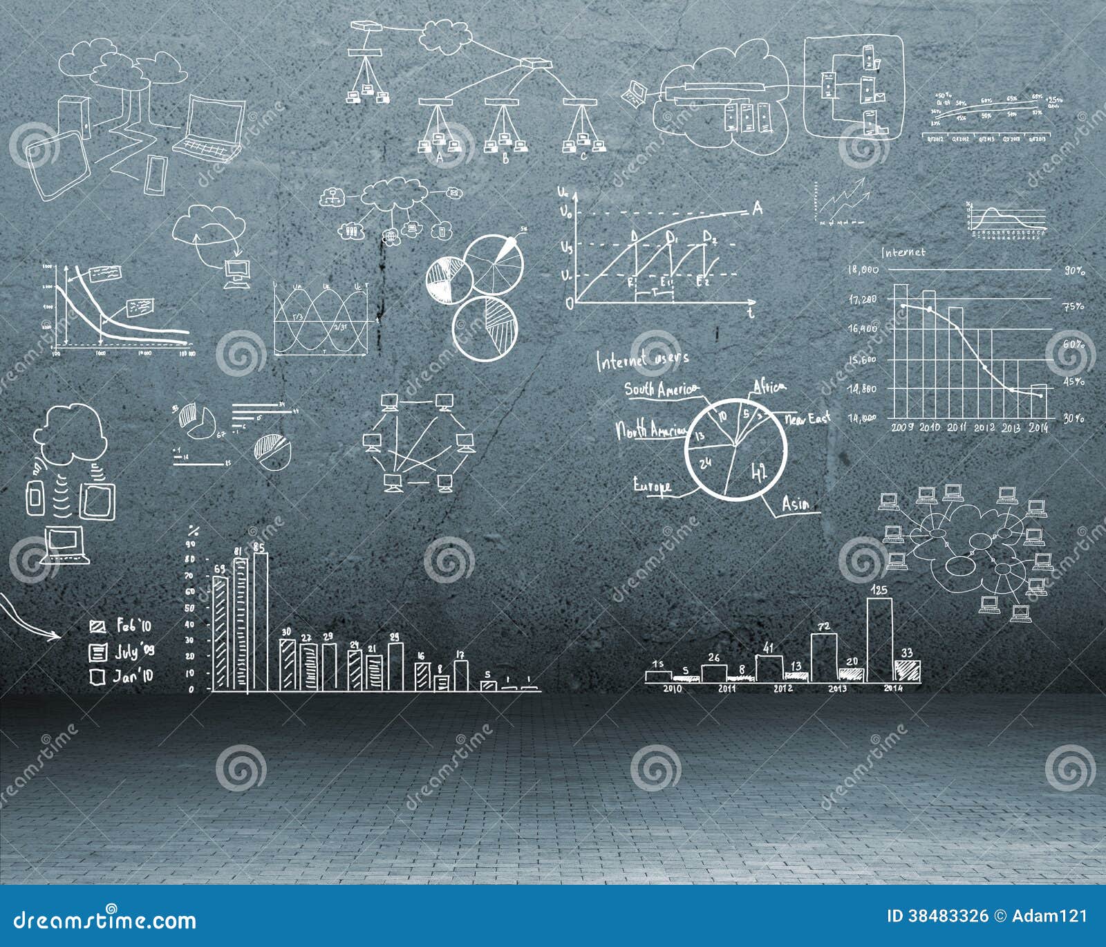Painted on the Wall Charts, Symbols and Diagrams Stock Illustration ...