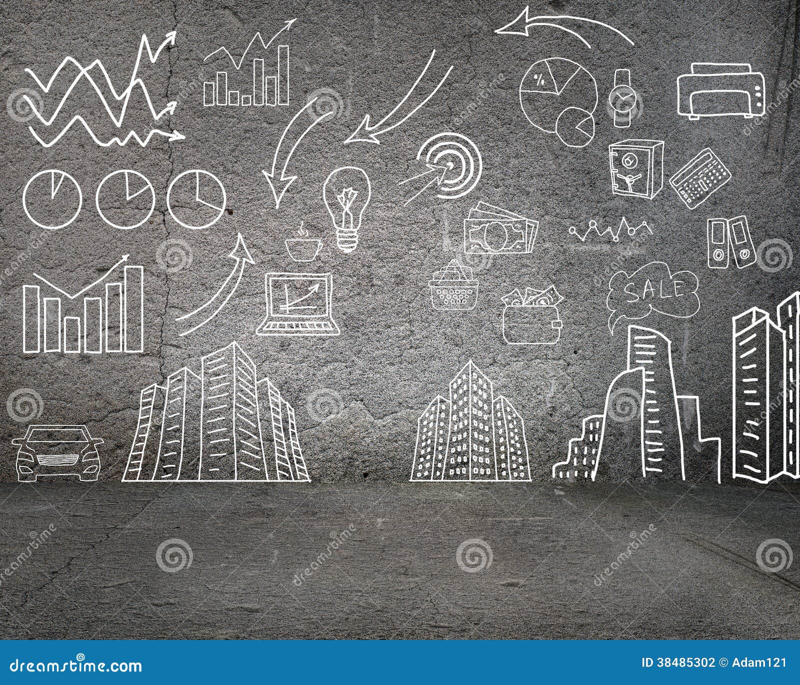 Painted on the Wall Charts, Symbols and Diagrams Stock Illustration ...