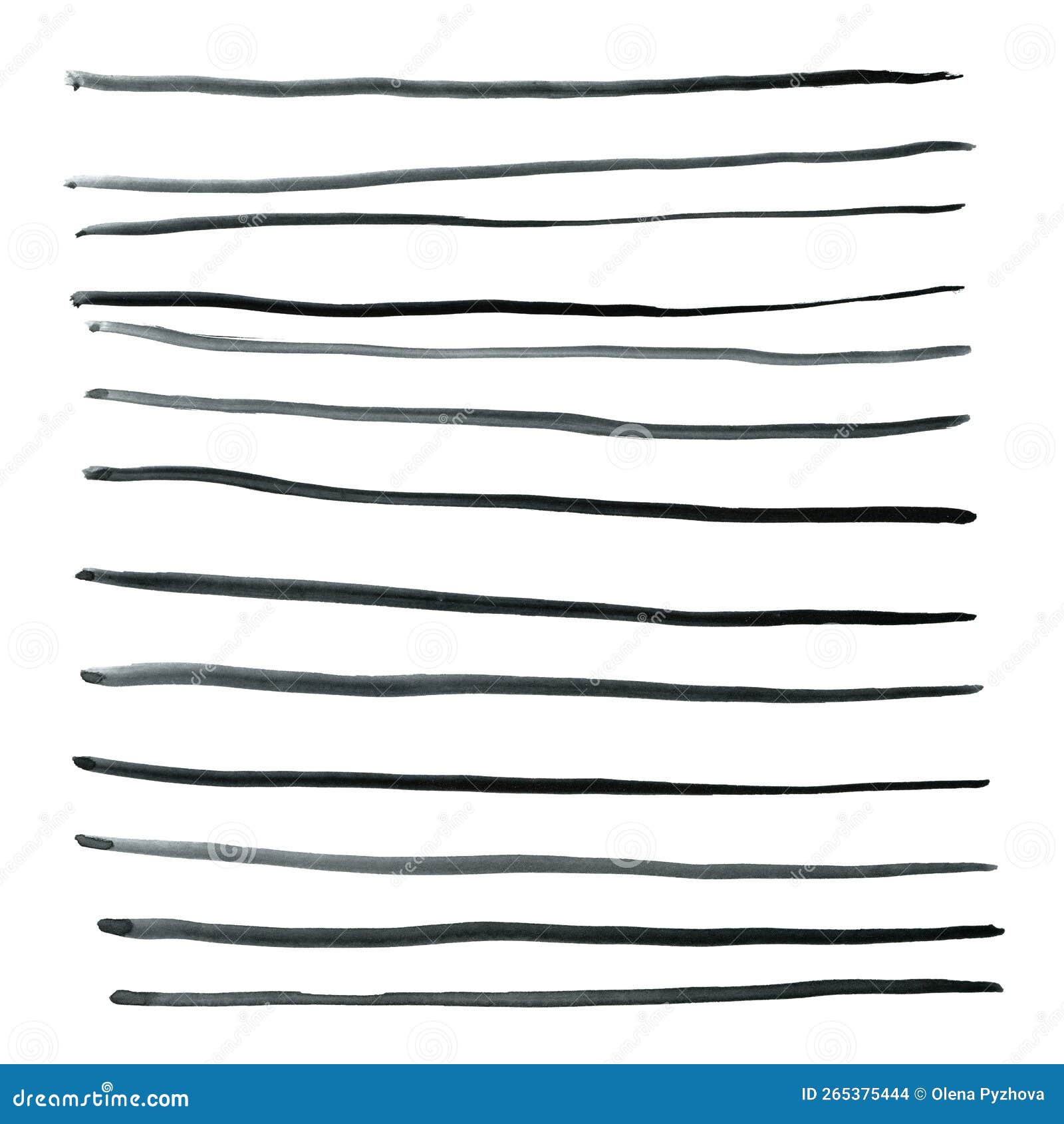 Painted Watercolor Grey Strips. Hand Drawn Elements Isolated on White ...